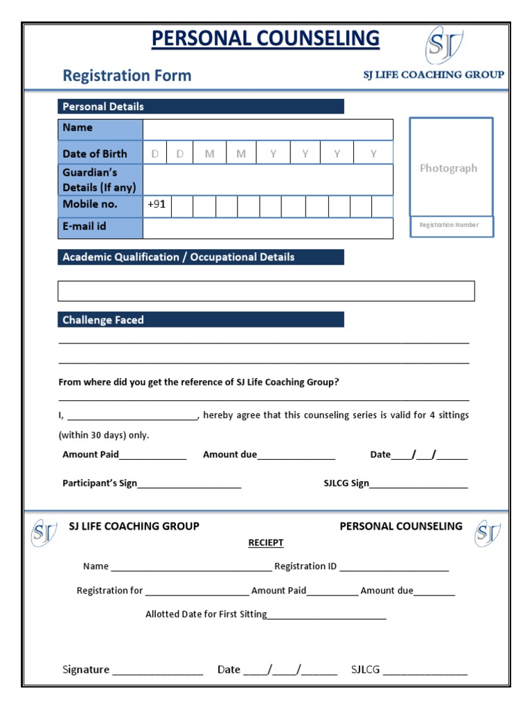 Personal Counseling: Registration Form | PDF | Career & Growth