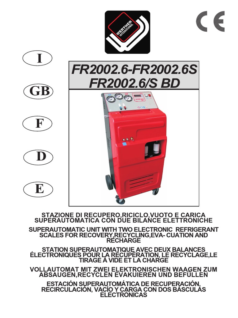 Ac Recovery Machine User Manual PDF | PDF | Weighing Scale | Gases