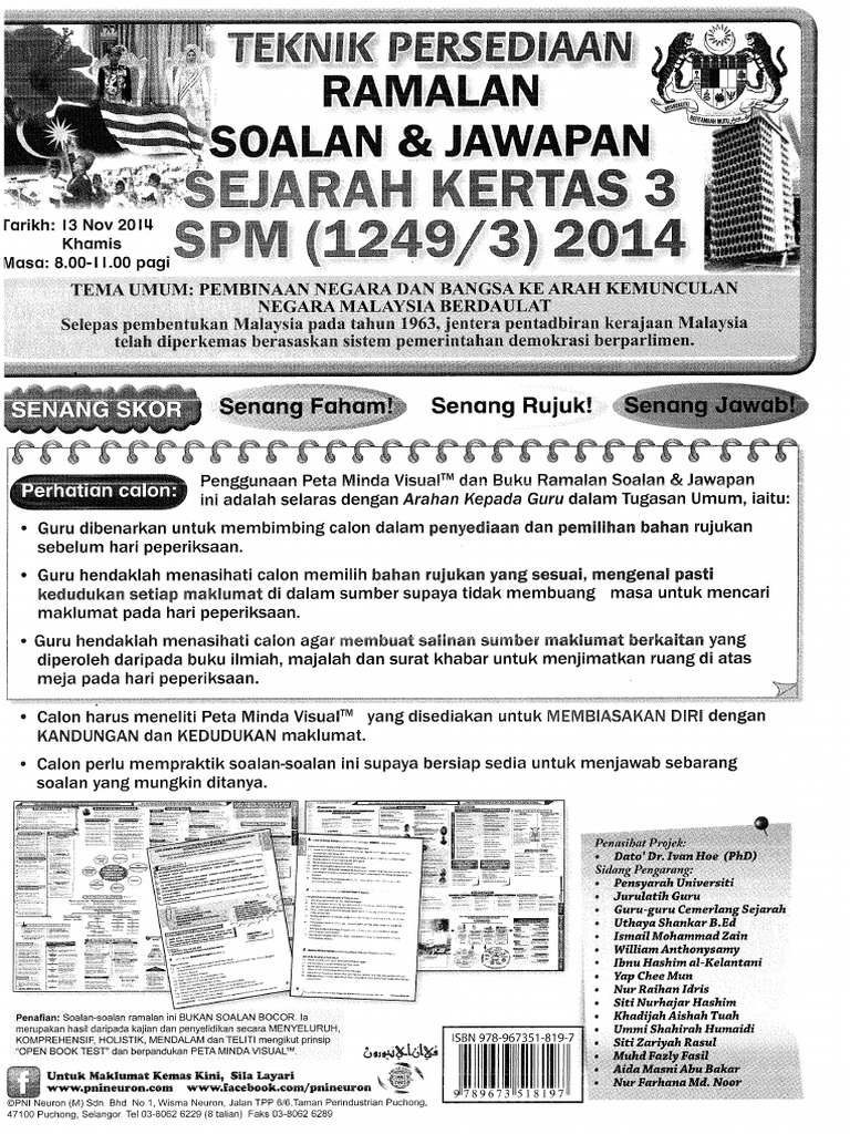 SPM Sejarah Paper 3 Soalan Ramalan | PDF