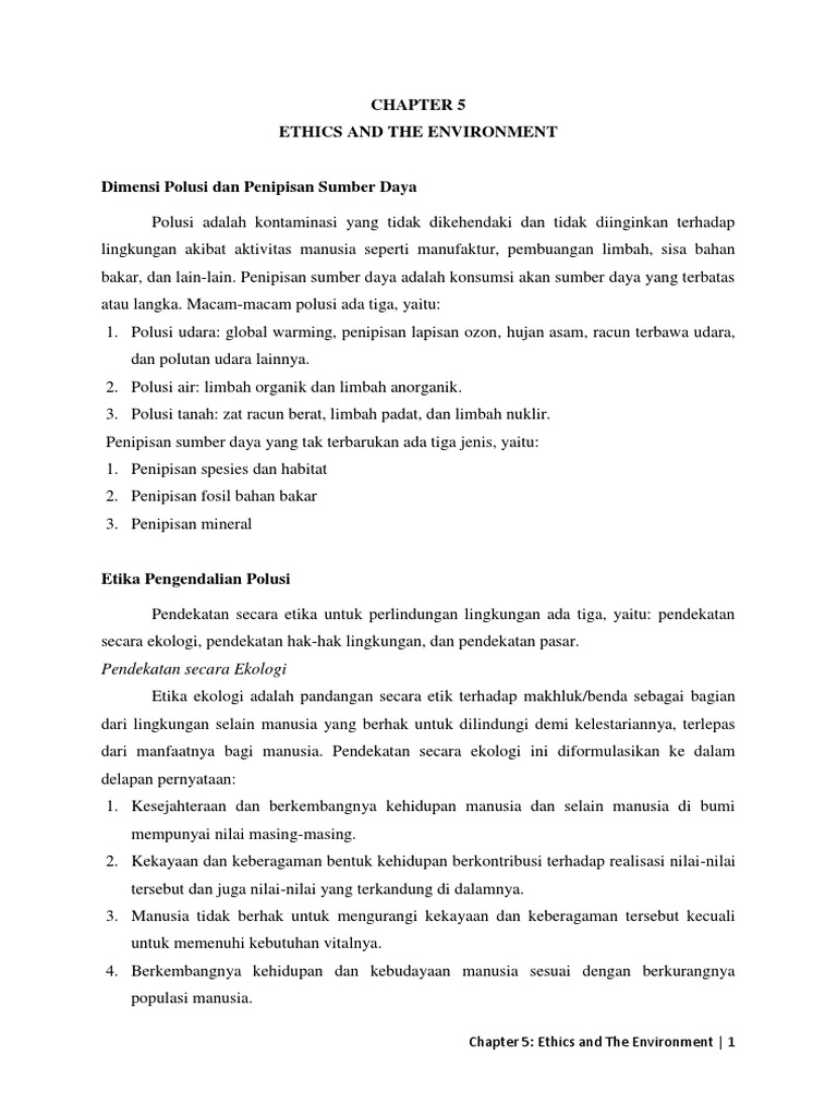 CHAPTER 5. Ethics and Environment | PDF