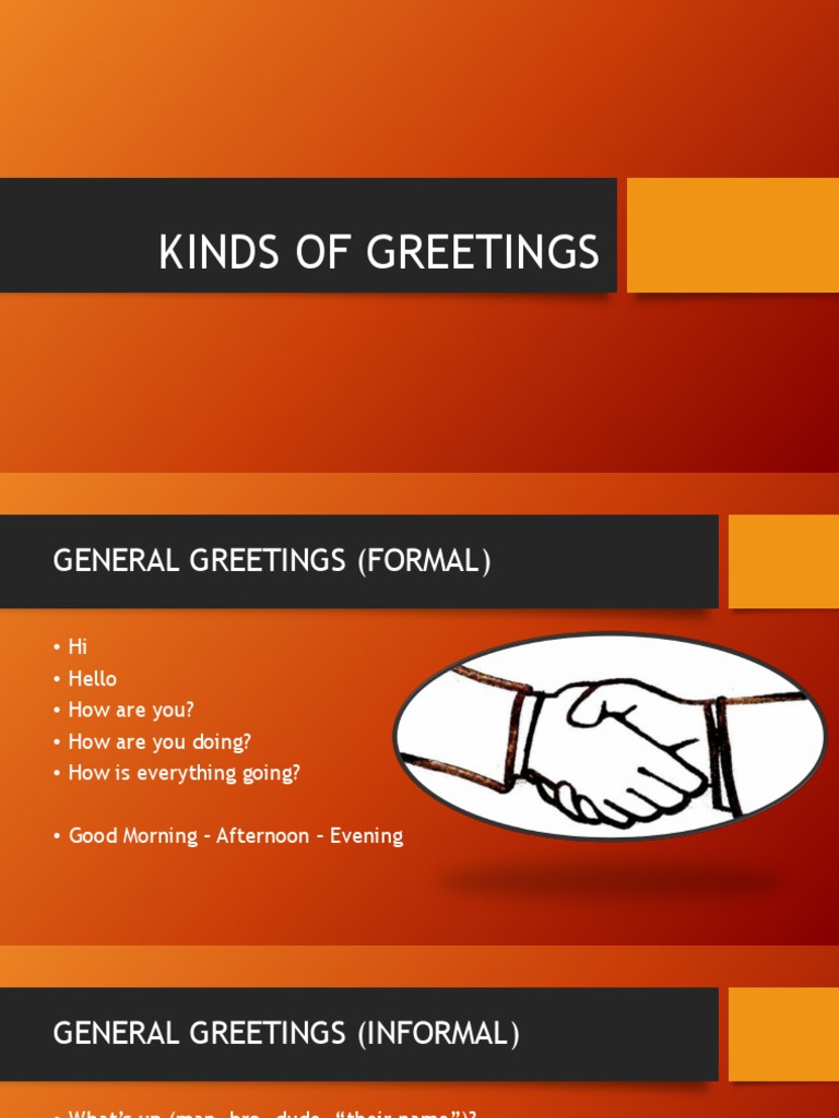 Types of Greetings Explained | PDF | Cooking, Food & Wine | Lifestyle