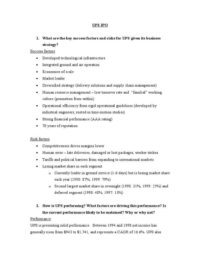 Acct3610 - Ups Ipo | PDF | United Parcel Service | E Commerce
