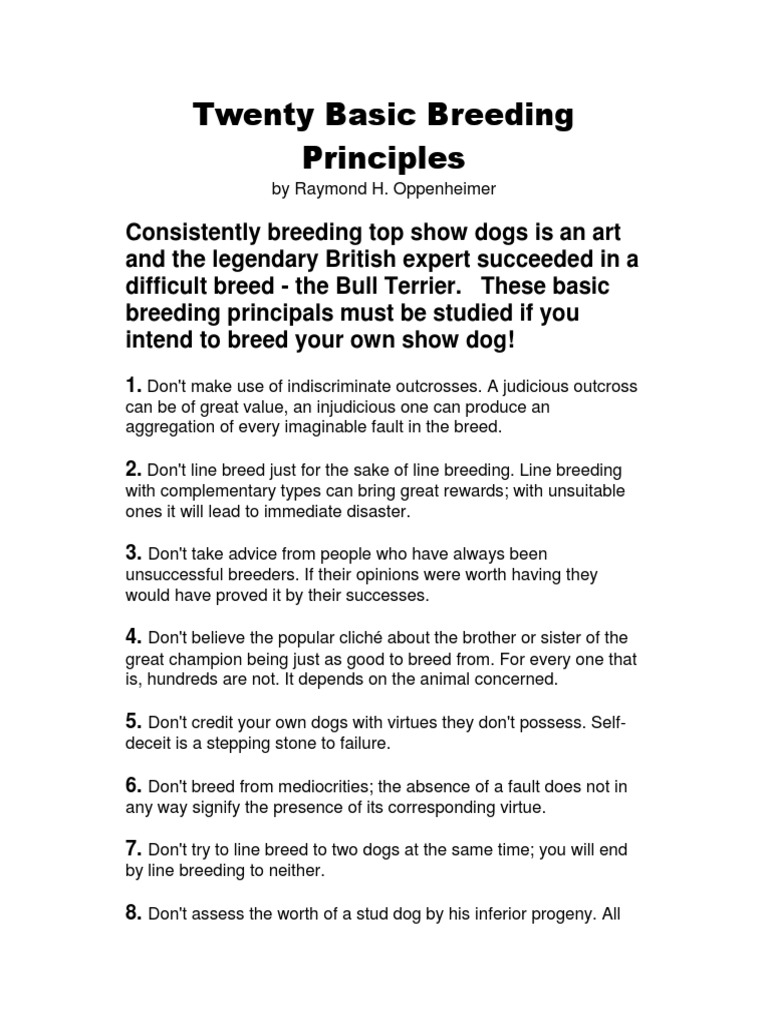 Twenty Basic Breeding Principles Oppenheimer | PDF | Dog Breeding | Dogs