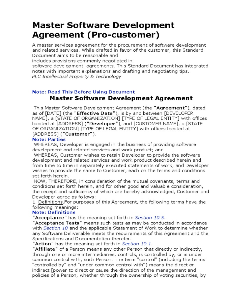 1 Master Software Development Agreement | PDF | Specification ...