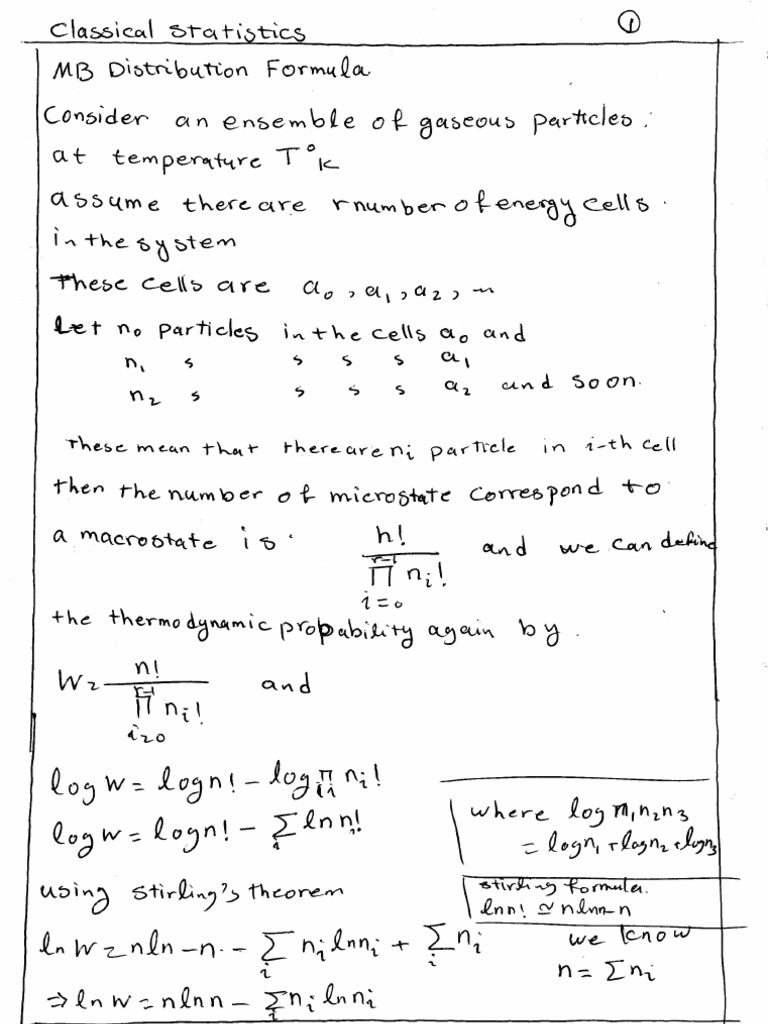Statistical Mechanics MB Distribution | PDF