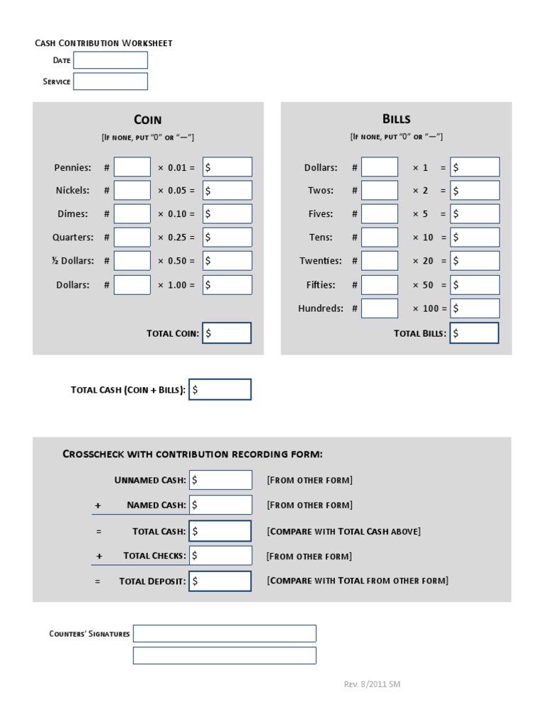 Cash Contribution Worksheet | PDF