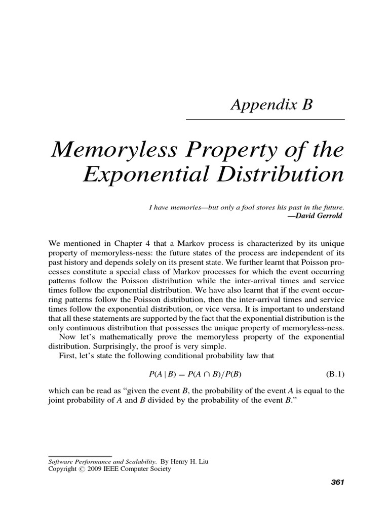 Memoryless Property of The Exponential Distribution: Appendix B | PDF ...