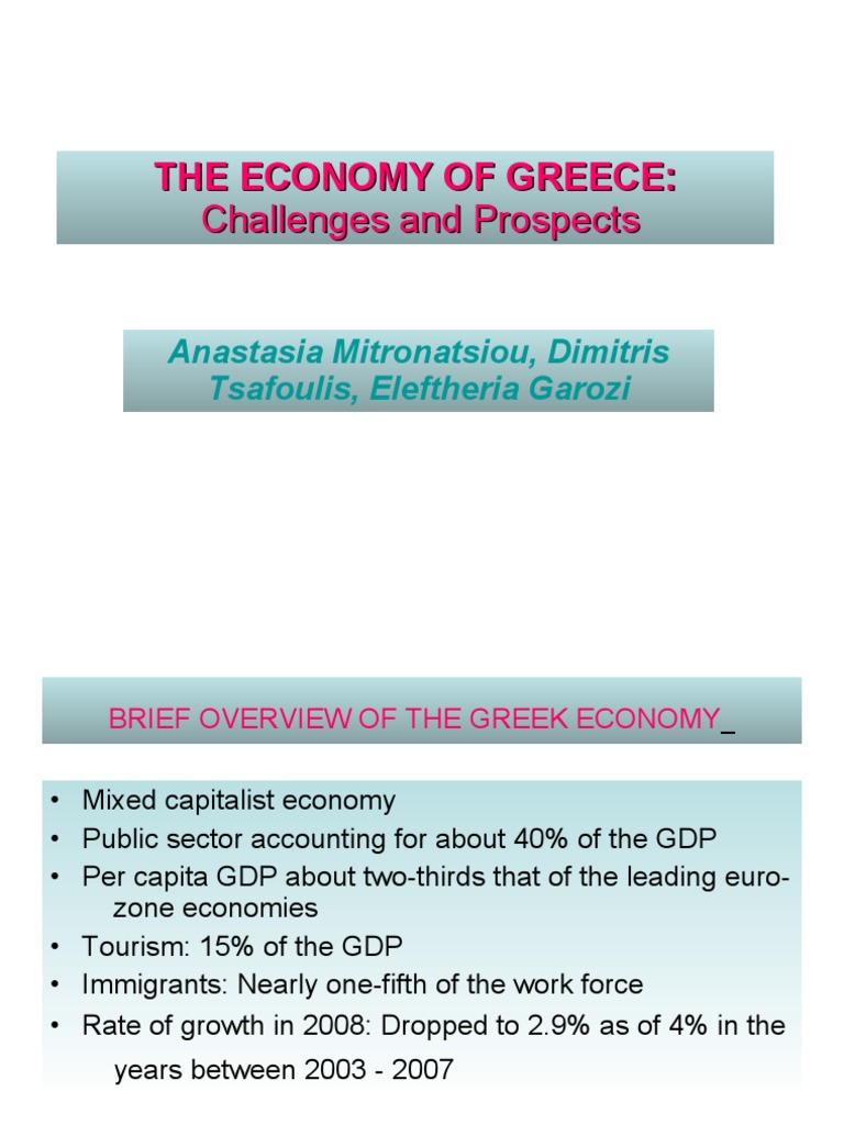 The Economy of Greece:Challenges and Prospects | PDF | Greece | Gross ...
