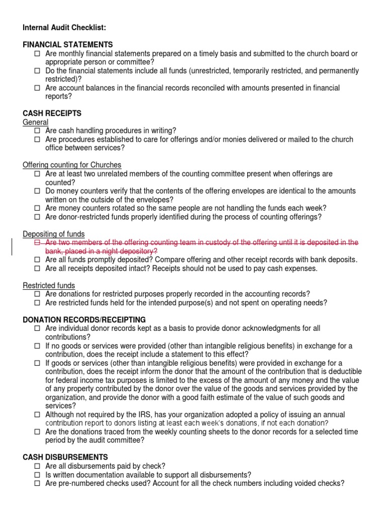 Internal Audit Checklist | Download Free PDF | Accounts Payable | Cheque