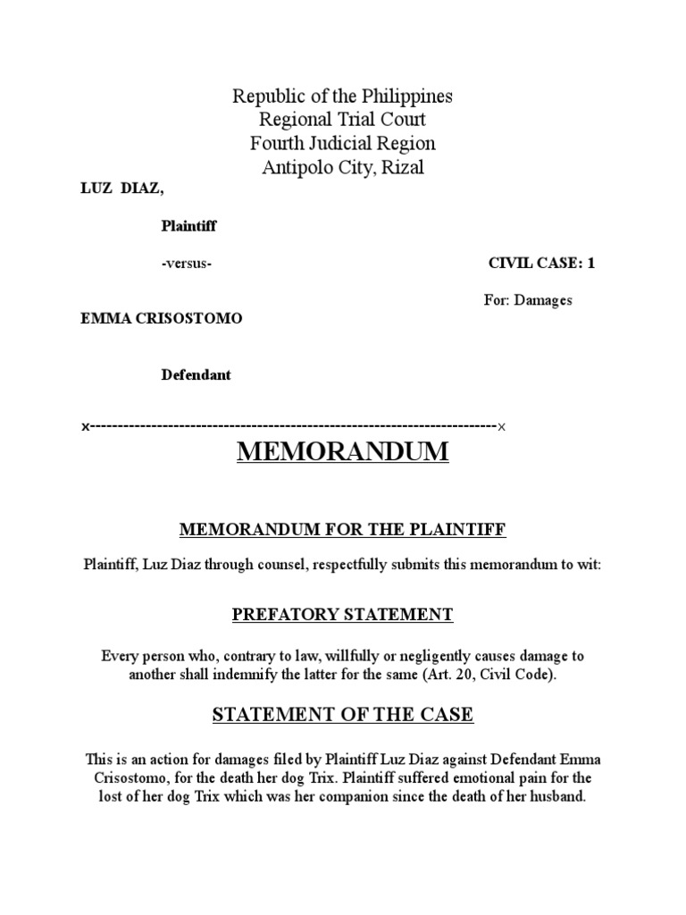 Memorandum | PDF | Negligence | Legal Concepts