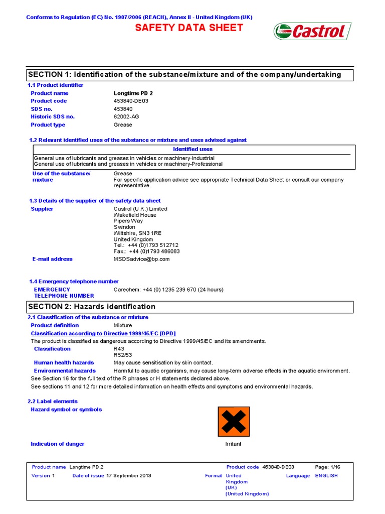 PD MSDS | PDF | Personal Protective Equipment | Wastewater