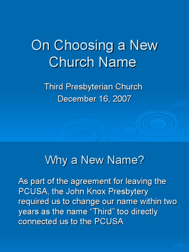 On Choosing A New Church Name | PDF | Religious Faiths | Christian ...
