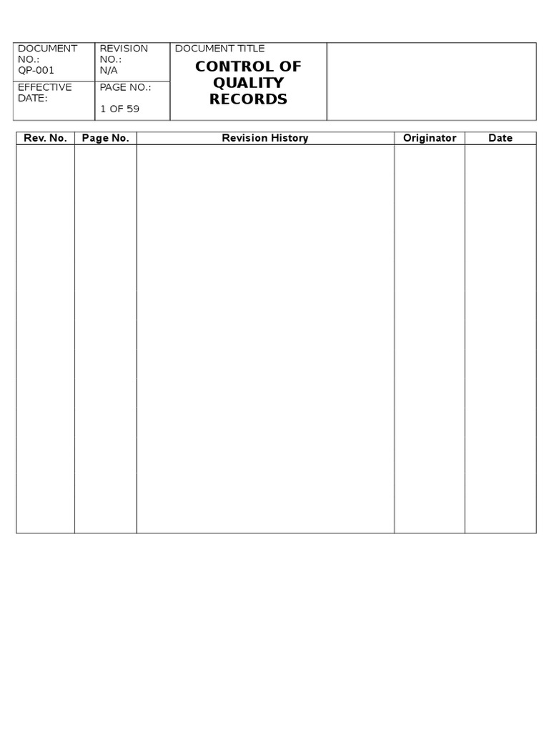 ISO - Control of Quality Records | PDF | Document | Iso 9000