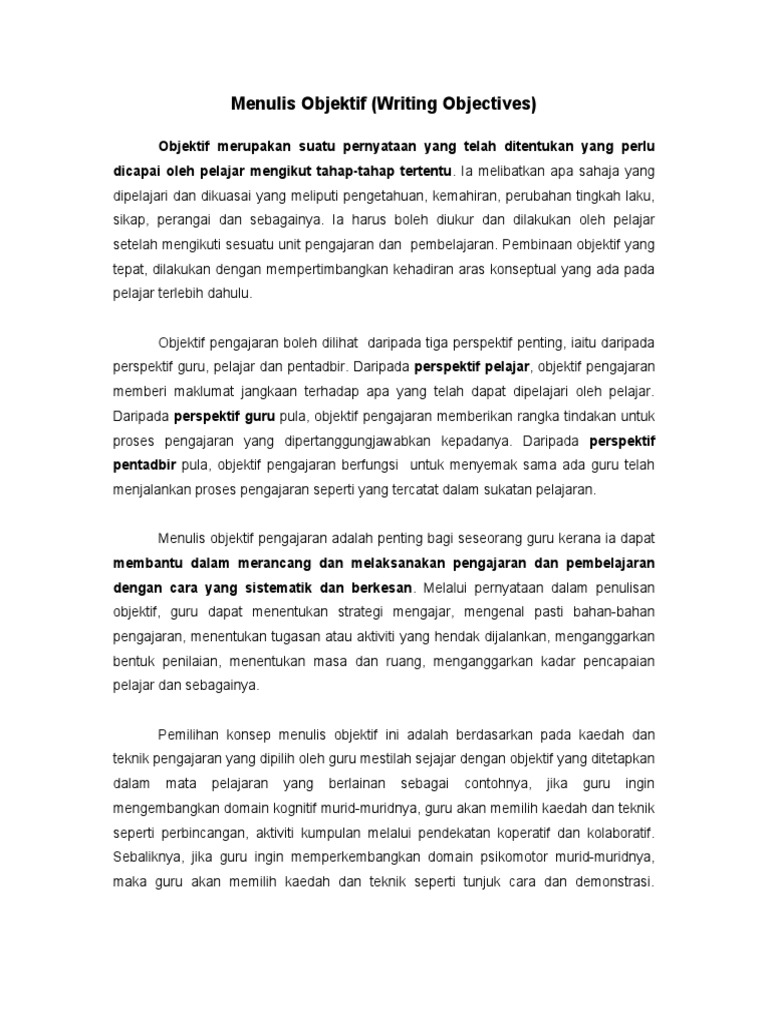 Menulis Objektif | PDF
