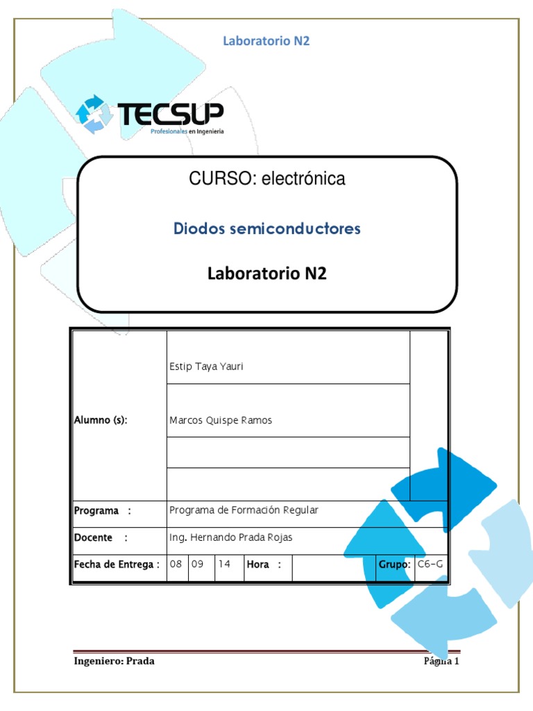 Informe Terminado de Laboratorio 2 Electronica PDF | PDF | Diodo | Rectificador