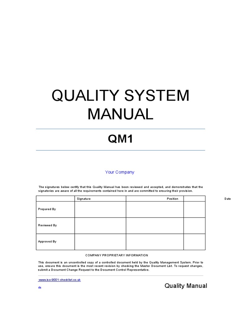 Quality Manual Template Example | PDF