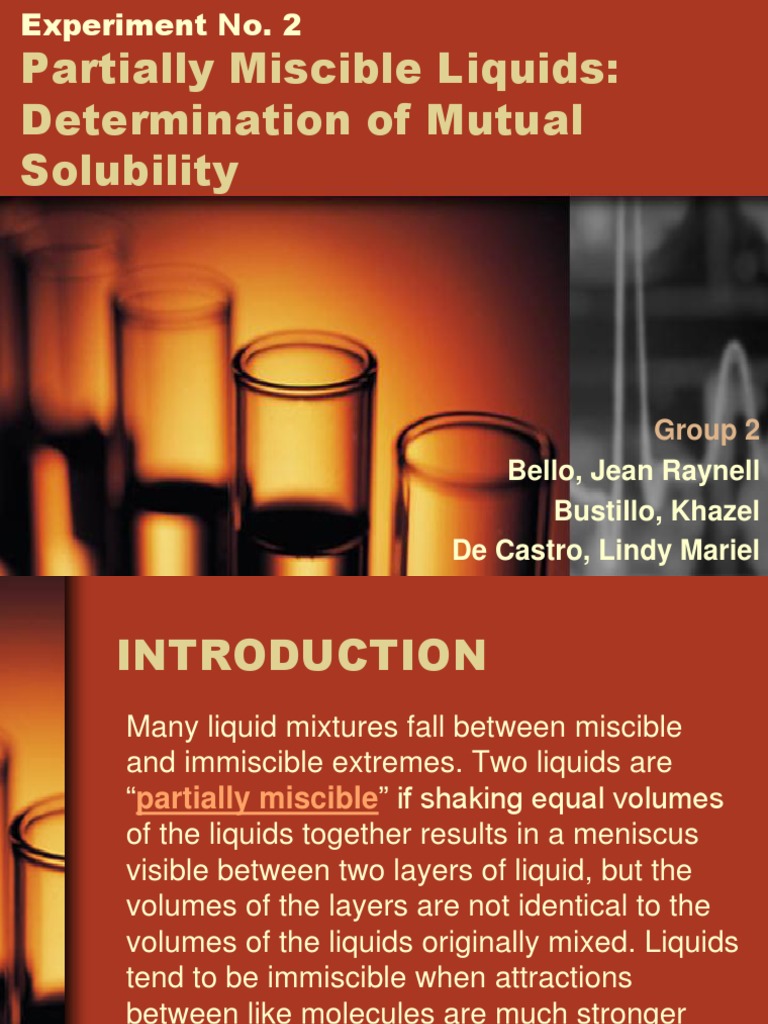 Partially Miscible Liquids: Determination of Mutual Solubility Post ...