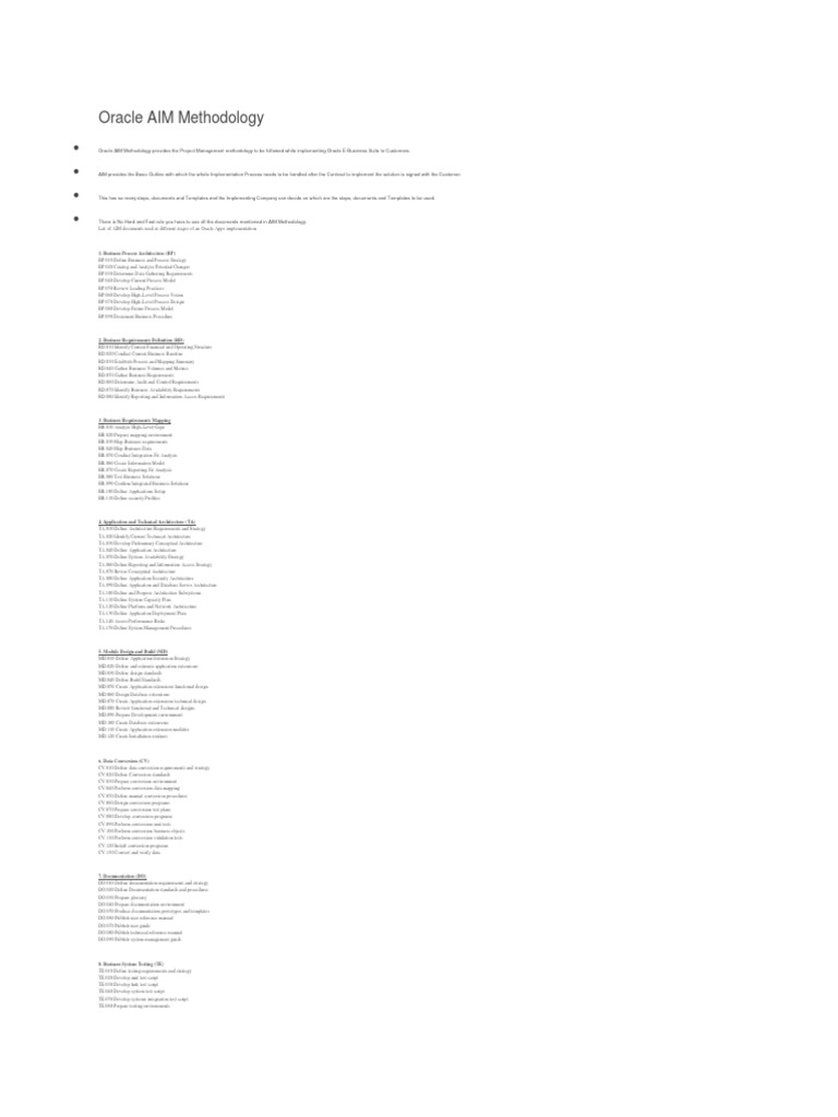 Oracle AIM Methodology | PDF | Business Process | Strategic Management