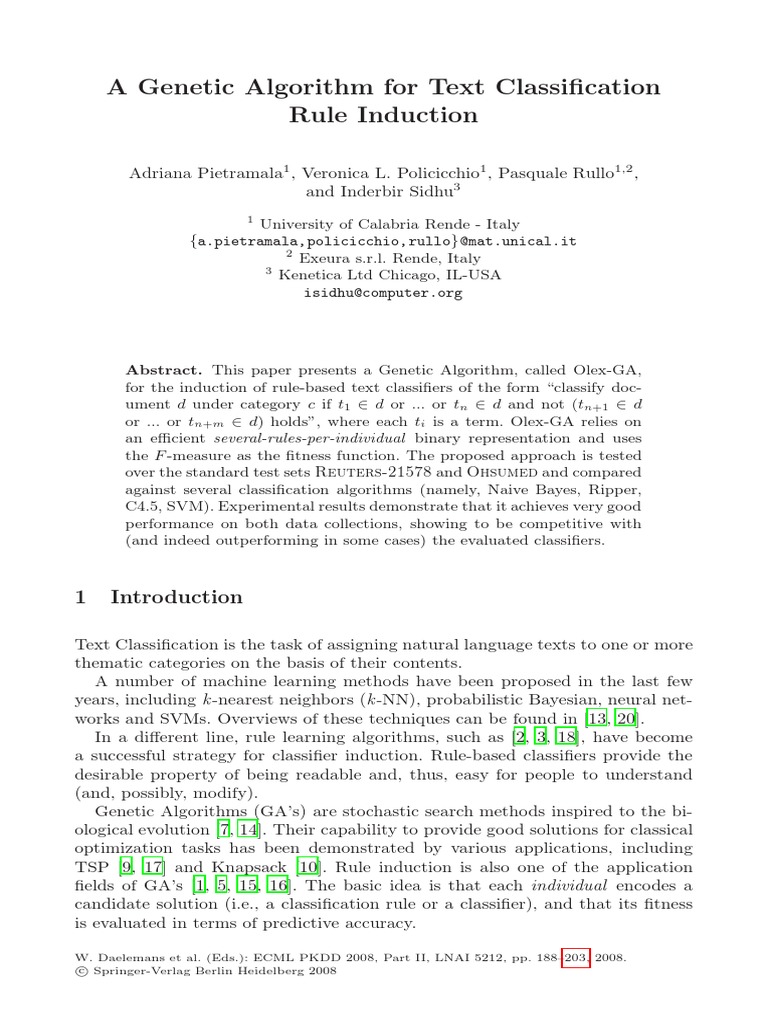 2008 - Pietramala - ECML | PDF | Statistical Classification | Genetic Algorithm