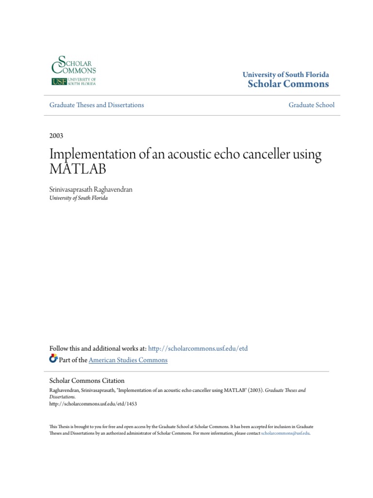 Implementation of An Acoustic Echo Canceller Using MATLAB PDF | PDF | Filter (Signal Processing ...
