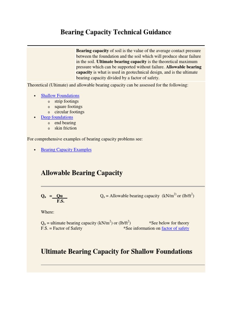 Soil Bearing Capacity Guidance | PDF | Deep Foundation | Building ...