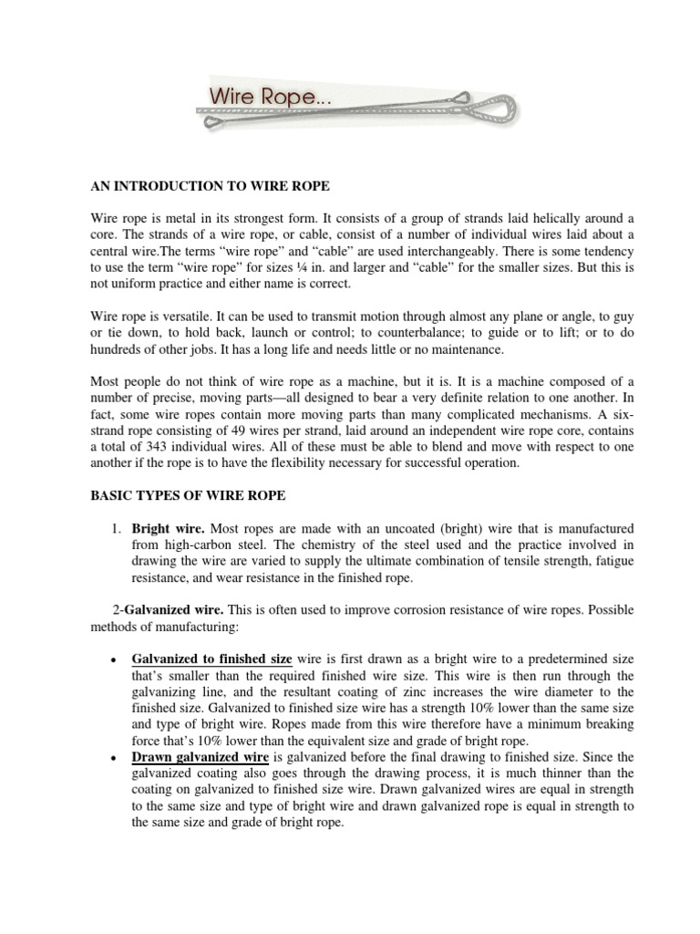 An Introduction To Wire Rope | PDF | Wire | Rope