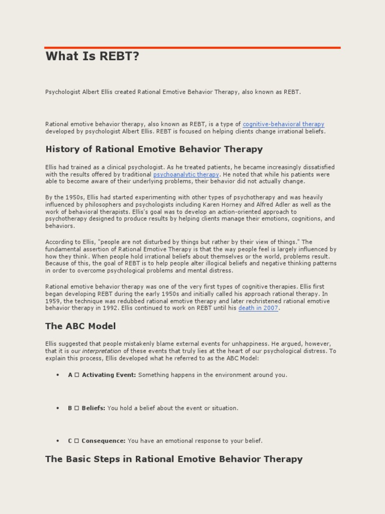 Rational Emotive Behavior Therapy | PDF | Rational Emotive Behavior ...