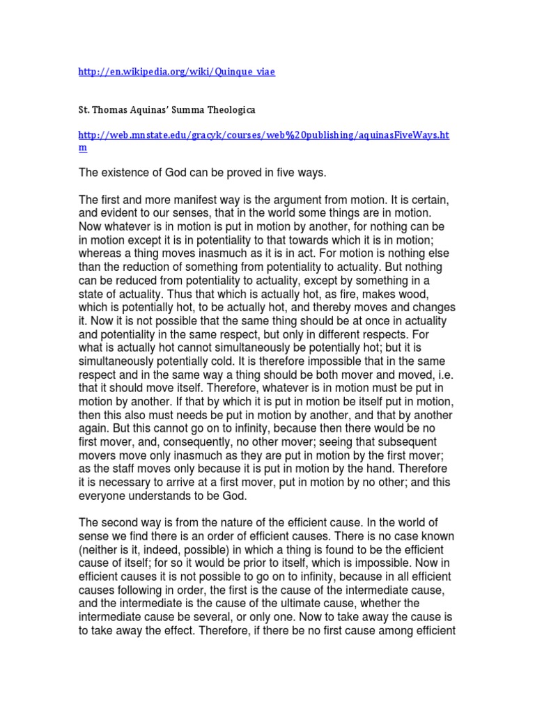 Theory of 5 Ways | PDF | Existence Of God | Thomas Aquinas