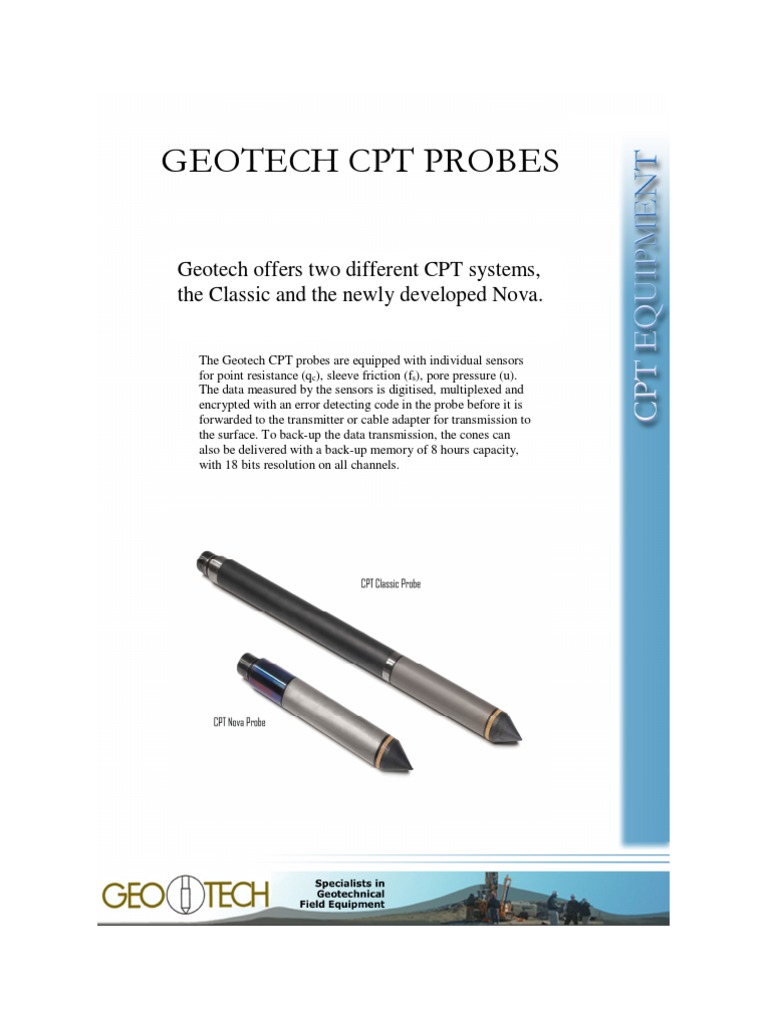 Geotech CPT Probes: Nova vs Classic | PDF | Technology & Engineering