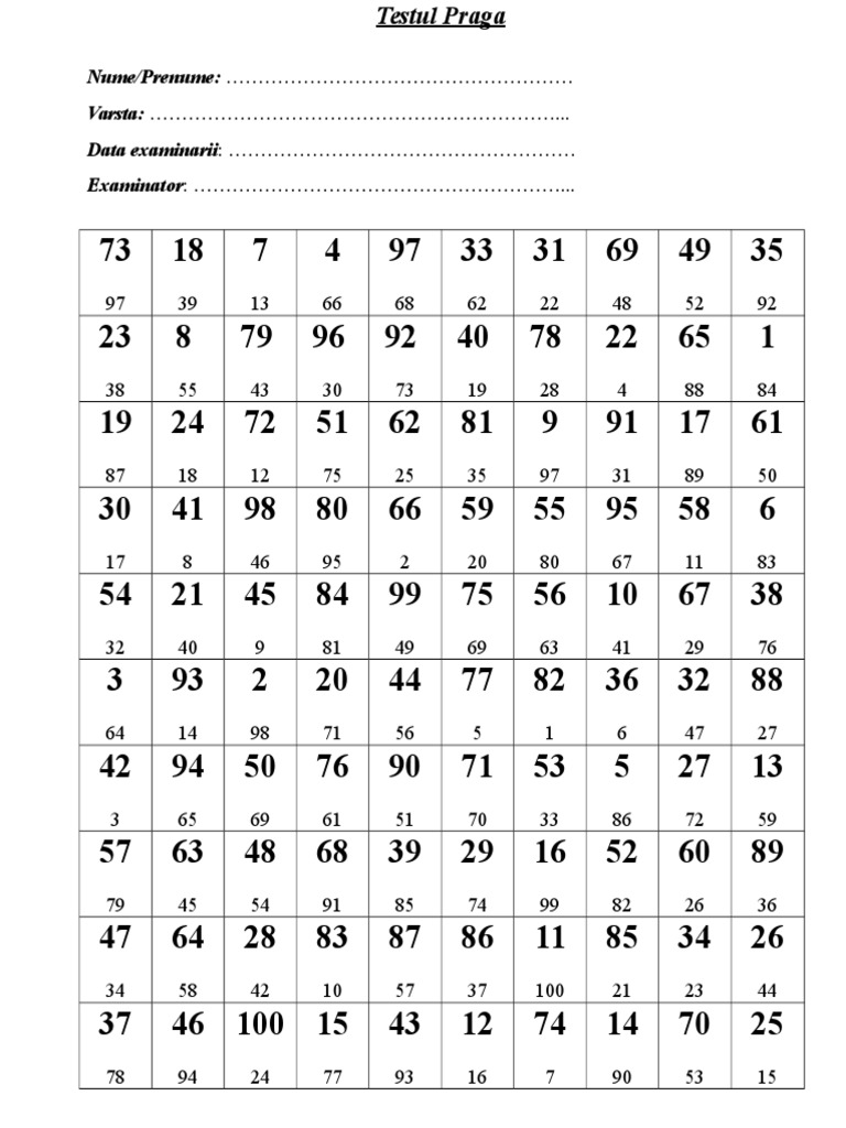 Test - Testul Praga (Atentie Distributiva) | PDF