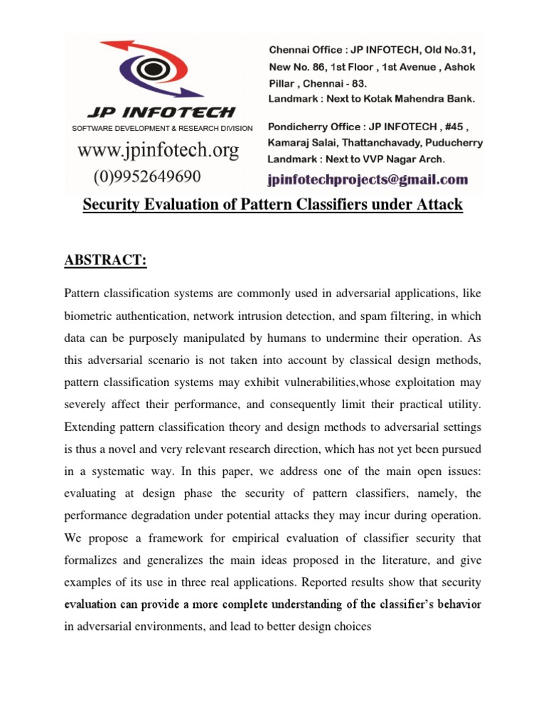 Security Evaluation Of Pattern Classifiers Under Attack Pdf
