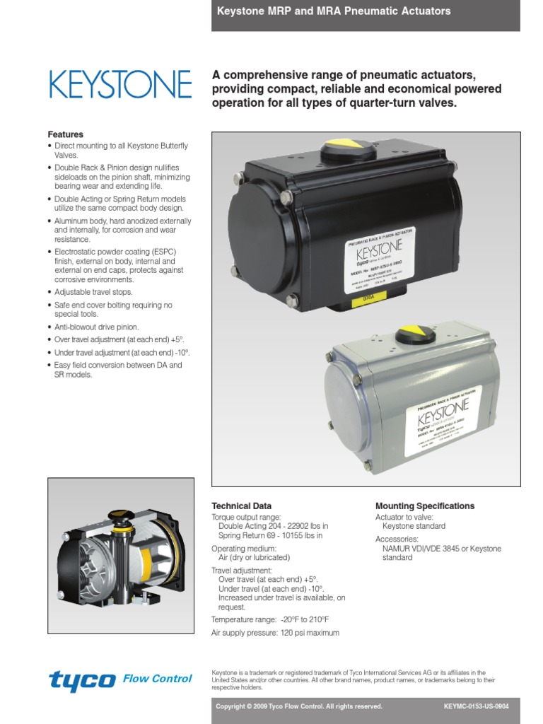 Keystone Atuador de Dupla Ação Pneumático PDF | PDF | Valve | Actuator