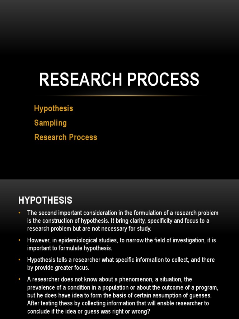 Hypothesis Sampling Research Process | PDF | Hypothesis | Sampling (Statistics)