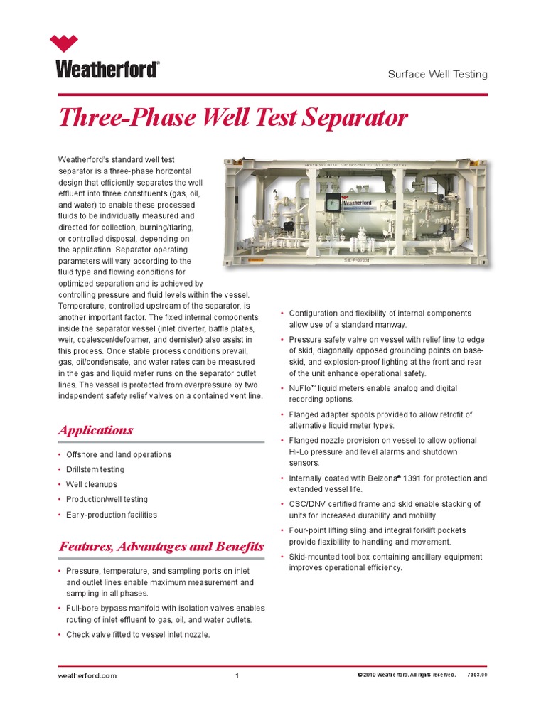 Three-Phase Well Test Separator: Applications | PDF