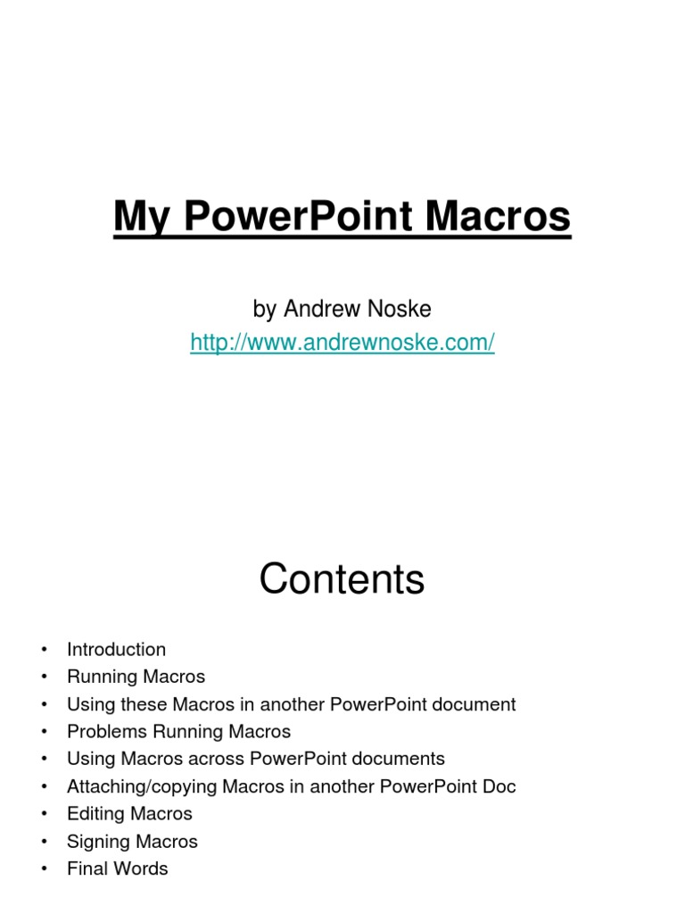PowerPoint Macros | PDF | Visual Basic For Applications | Microsoft Excel