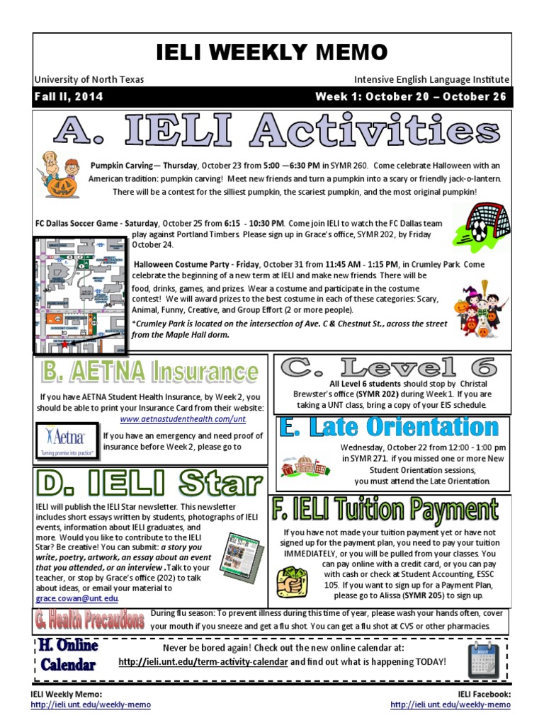 Fall II Week 1 Weekly Memo | PDF | Wellness