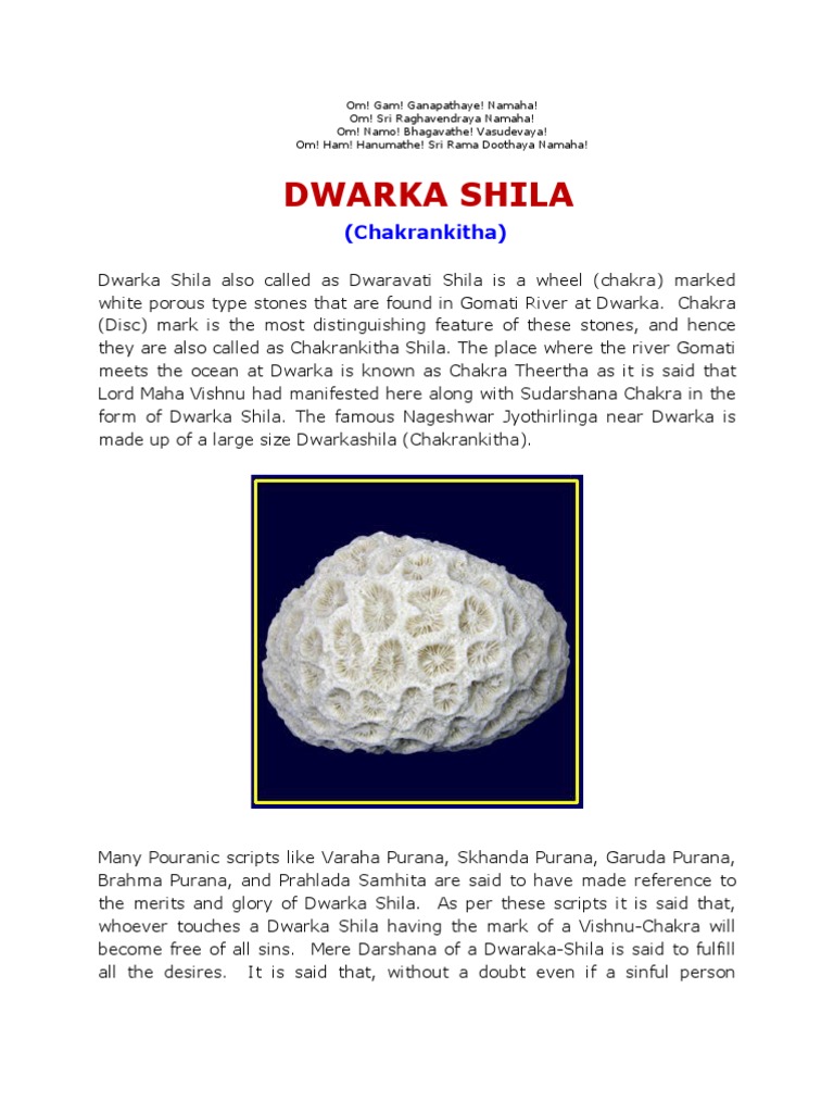 Dwaraka Shila (Chakrankitha) | PDF | Hindu Theology | Asian Mythology