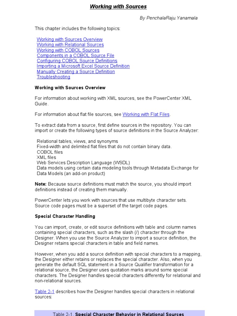 Working With Sources | PDF | Microsoft Excel | Relational Model