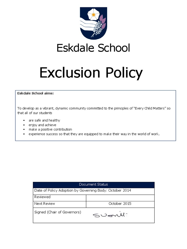 Eskdale School: Exclusion Policy | PDF | Crime & Violence | Crime Thriller