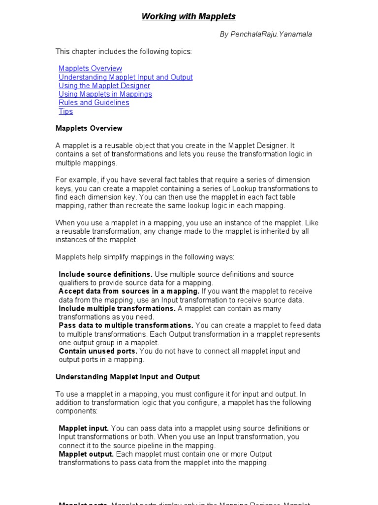 Working With Mapplets | PDF | Input/Output | Xml