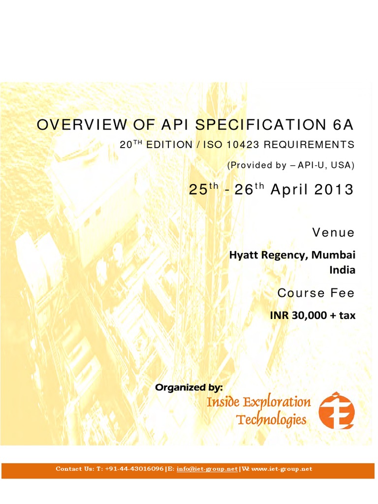 API - 6A - Specification Overviewb PDF | PDF | Specification (Technical ...