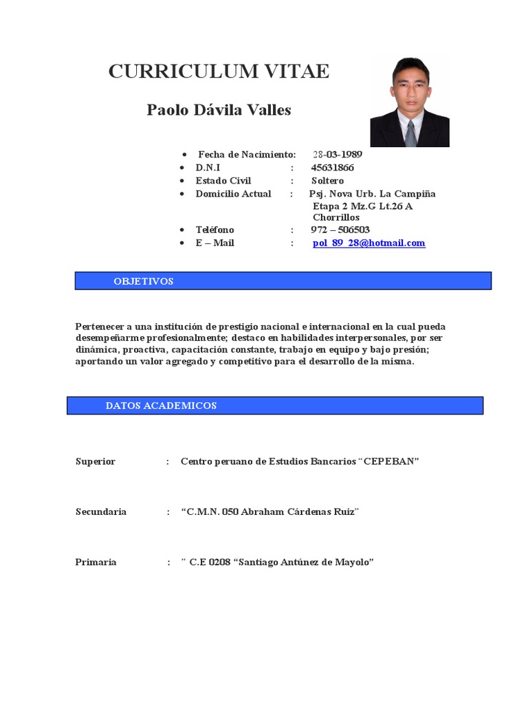 CURRICULUM VITAE - PAOLO Mejorado | PDF