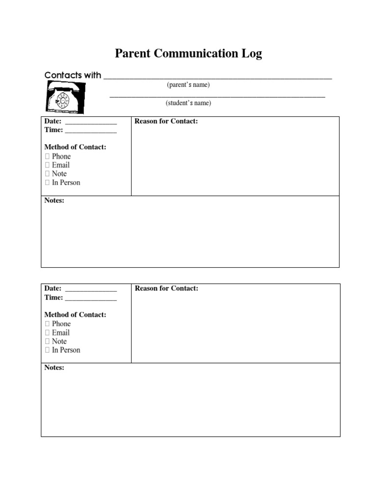 Parent Communication Record Template | PDF