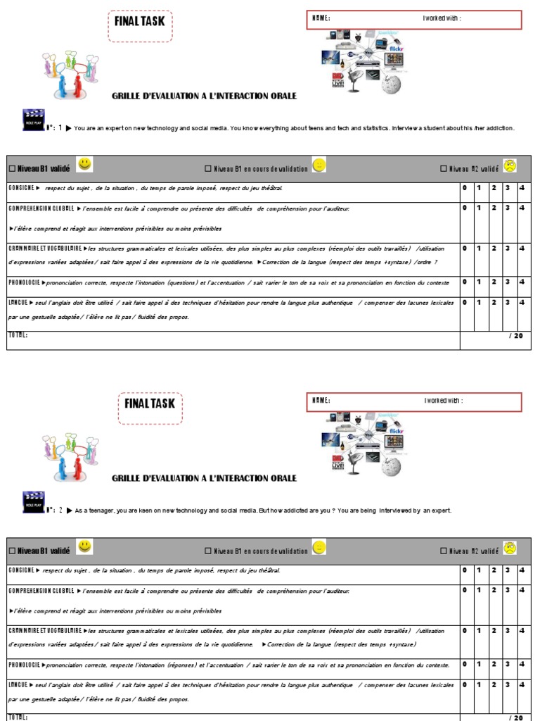 GRILLE EVALUATION EOI FINAL TASK.pdf | Lexique | la communication