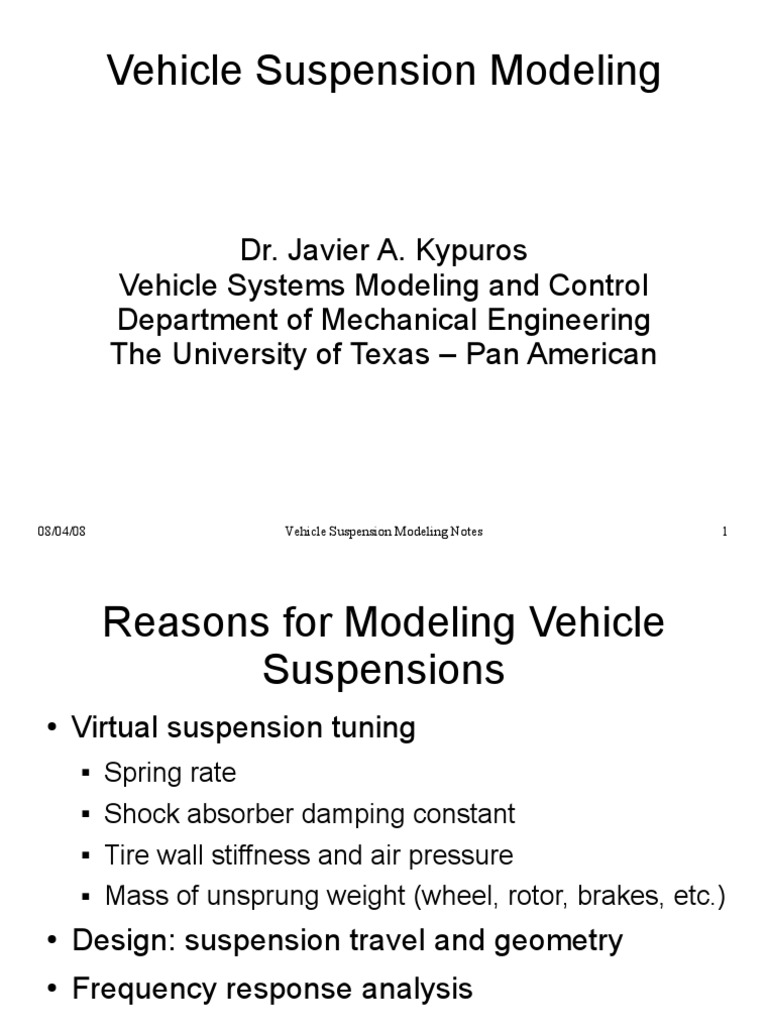 Vehicle Suspension Modeling Notes | PDF | Suspension (Vehicle) | Phase ...