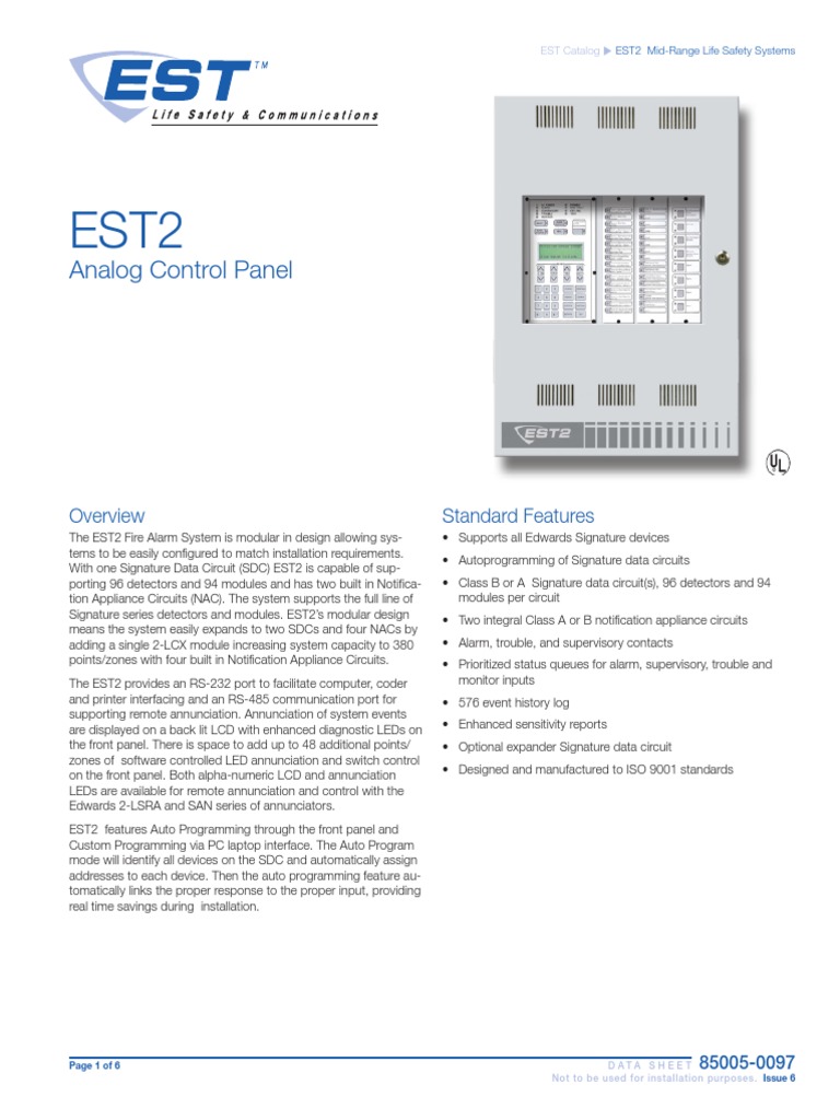 85005-0097 EST2 Analog Control Panel.pdf | Computer Monitor | Amplifier