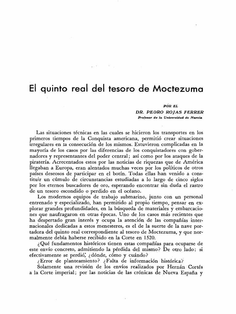 01 El Quinto Real Del Tesoro de Moctezuma PDF | PDF | Hernán Cortés ...