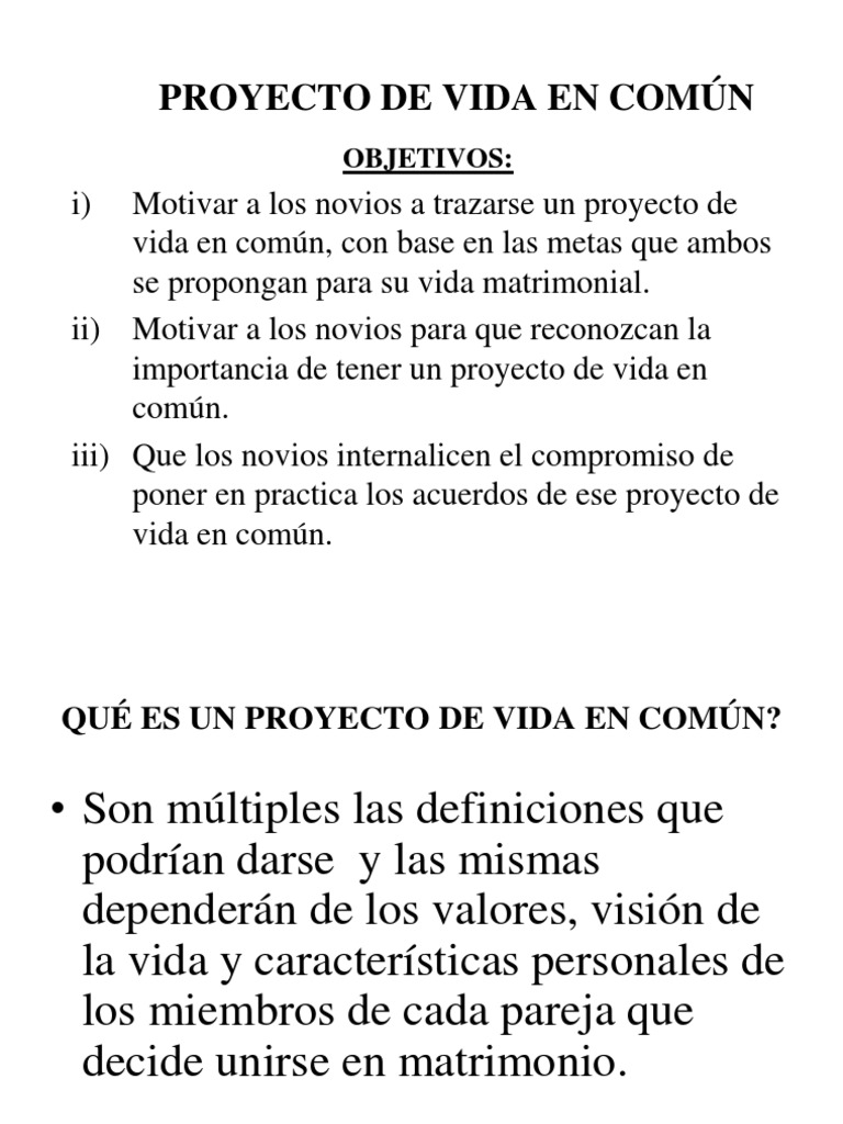 Proyecto de Vida en Comun - Pps | PDF | Matrimonio | Planificación