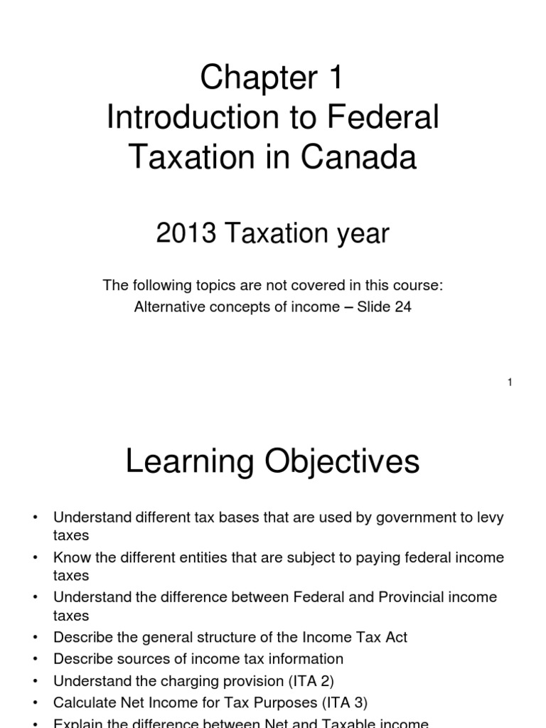 Chapter 01 - PowerPoint - Introduction To Taxation in Canada - 2013 ...