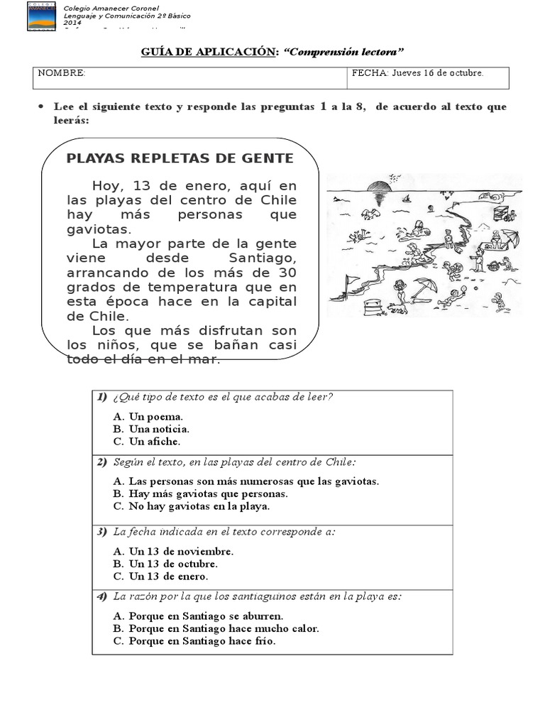 Comprensión Lectora: Noticias y Cartas | PDF